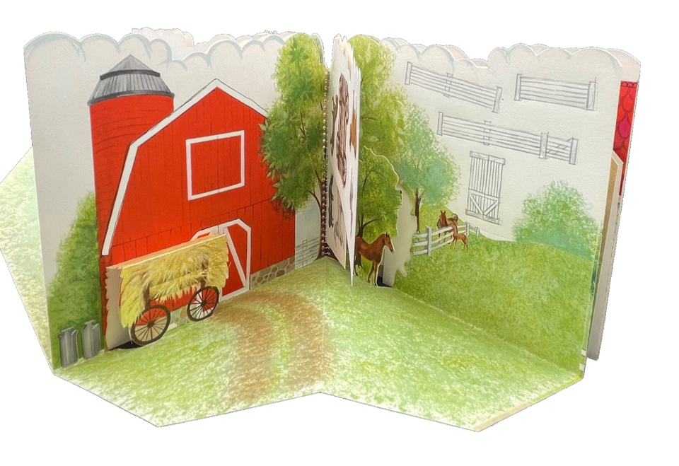 NEW Vintage Hallmark The Red Barn Farm Bound Pop up Book Card Paper ...