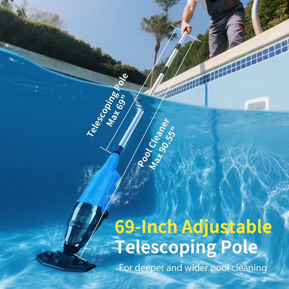 Cordless Pool Cleaner Vacuum 4500mAh Handheld Swimming Pools Cleaning ...