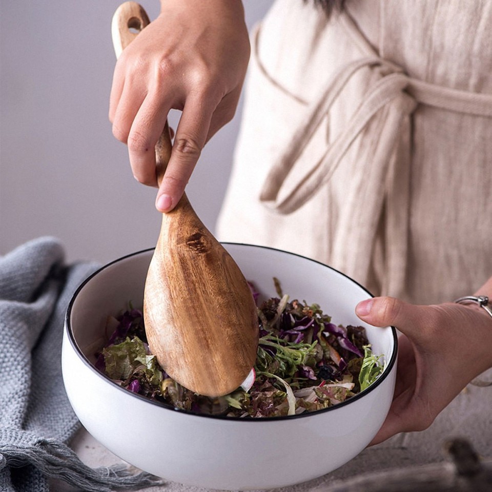 Long Handle Acacia Mangium Rice Spoon Wooden Paddle Porridge Soup Scoop ...