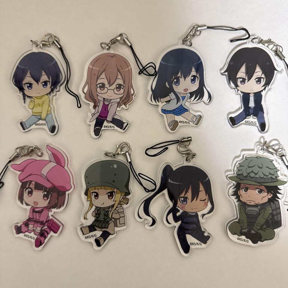 GGO Gun Gale Online Acrylic Keychain Set 8 Character Collectibles Japan ...