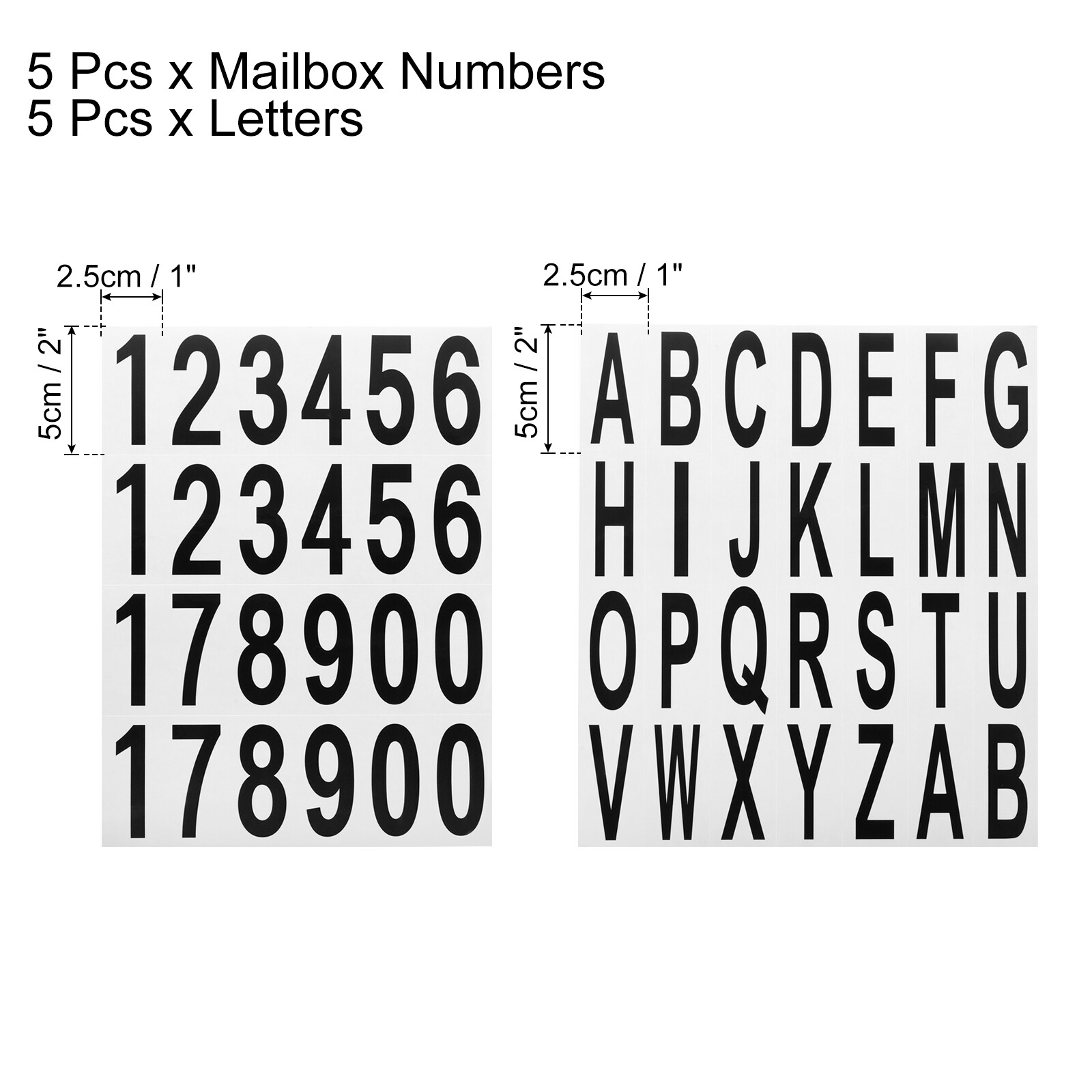 10 Sheets Small Mailbox Numbers and Letters for Decals, Black in White ...