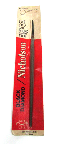 Vintage NICHOLSON Black Diamond 8" Round Bastard File NOS No. 21853 ...