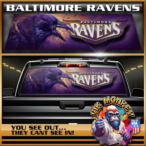Baltimore Rave Truck Rear Window Tint Graphic Decal Wrap Pickup See ...