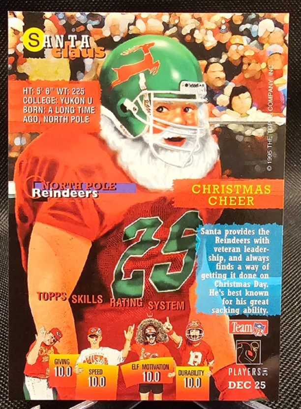 1995 NFL Properties Topps Santa Claus Card #Dec 25 New York Giants | eBay