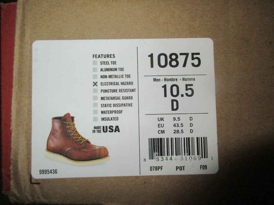 New in box -Men's RED WING 10875 Moc Toe Traction Tred 6" Work Boots ...