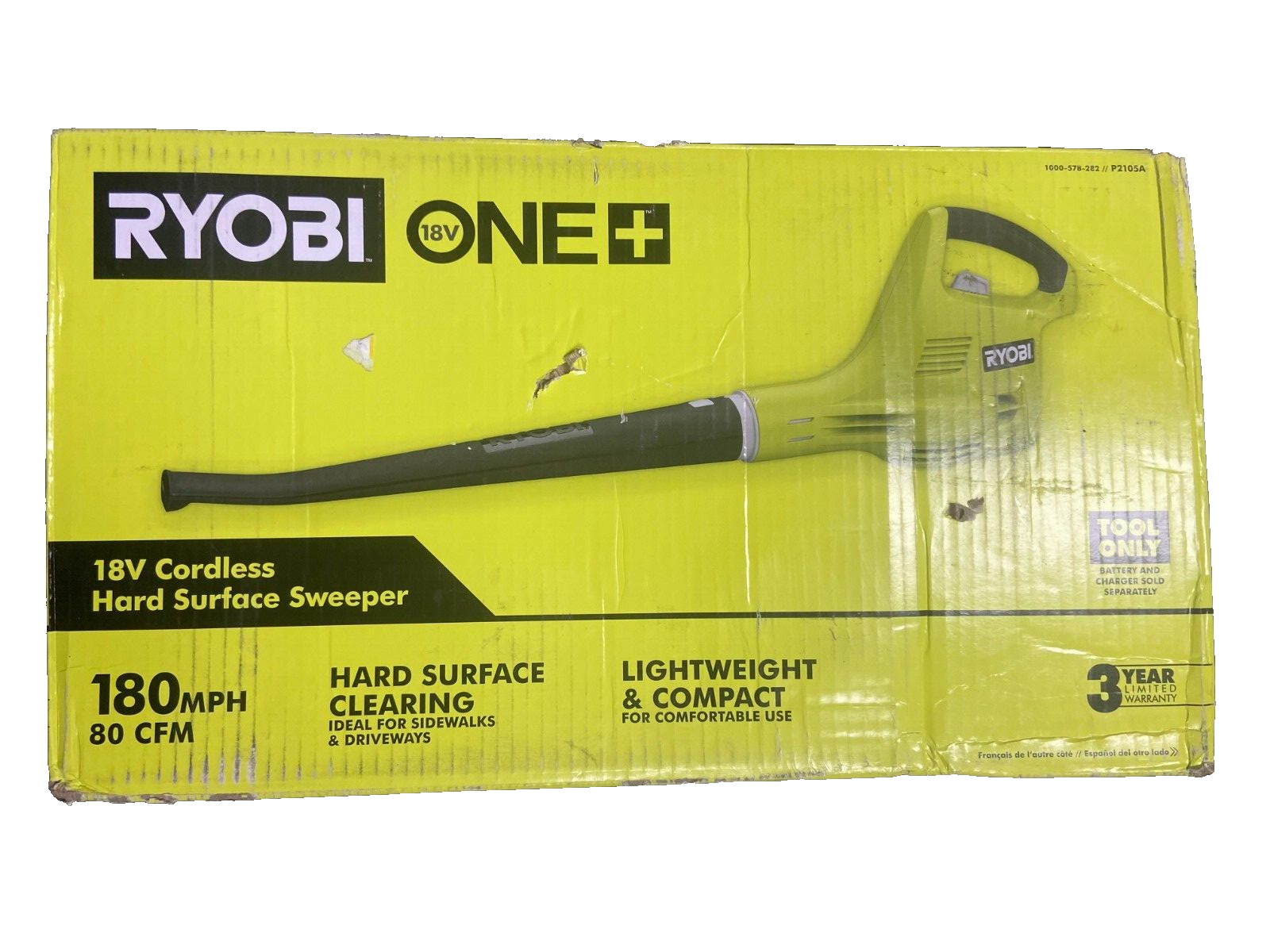 Ryobi One+ P2105 18V Lithium-Ion Cordless Leaf Blower (Tool Only ...
