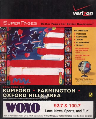 Telephone Directory Book Verizon Rumford, Farmington,Oxford Hill Maine ...