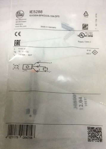 1PC New IFM IE5288 IEK3004-BPKG/US-104-DPS Proximity Switch Sensor Free ...