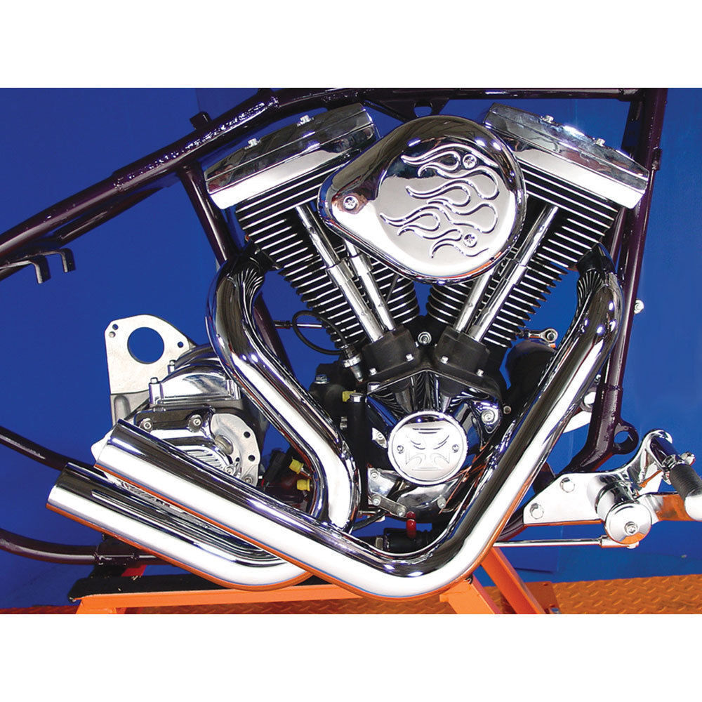 Radii Chrome Stacked Exhaust Drag Pipes Header 2 1/4" 1985-2006 Harley ...