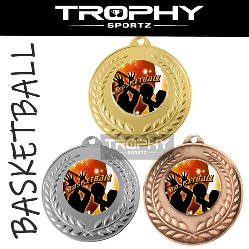 1 x BASKETBALL 50mm HOOP NBL NBA 3x3 medal trophy FREE Engraving Ribbon ...