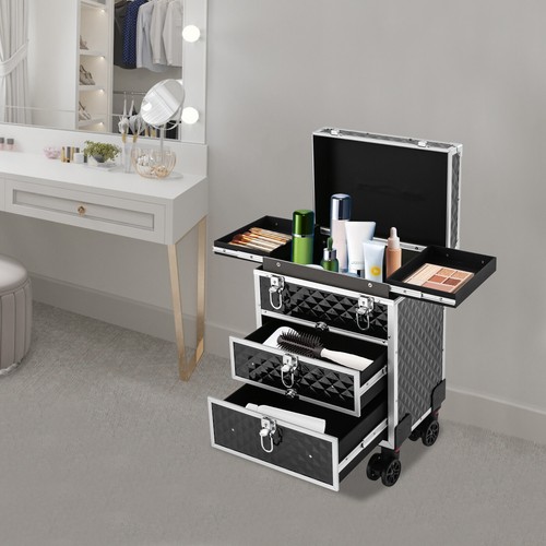 Professional Makeup Case Rolling Cosmetology Case with Sliding Drawers ...