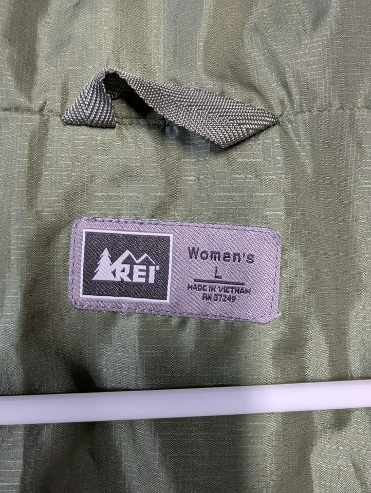 REI Vest Womens Large Green Puffer Full Cross Zip Mock Neck Pockets ...