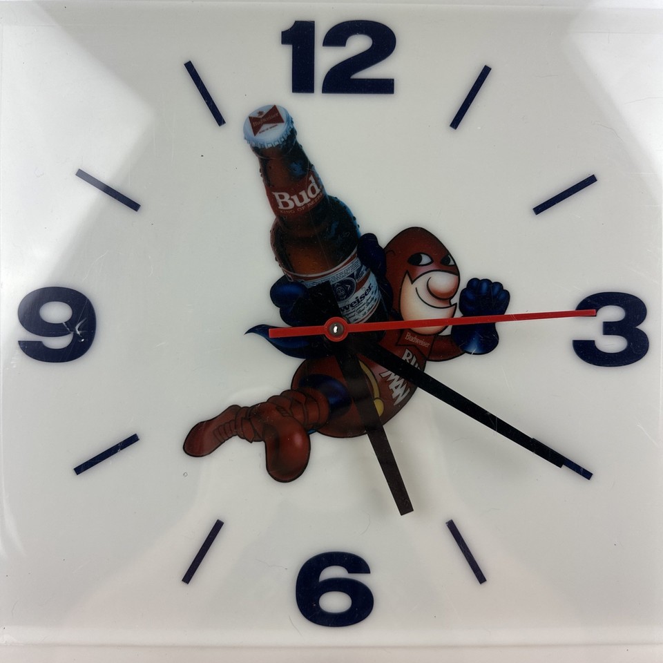Vintage BudMan Budweiser Beer Light Up Clock*Needs Clock Movement* Free ...