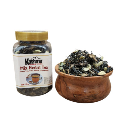 Kashmir Online Store: 50 Gram Herbal Mix Tea with GREEN TEA , TULSI ...