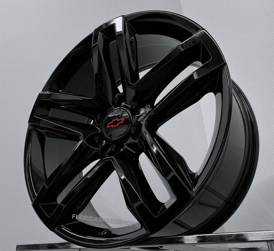 GLOSS BLACK TRAIL BOSS WHEELS SET 20X9" FITS: 2000-2026 CHEVY SILVERADO ...
