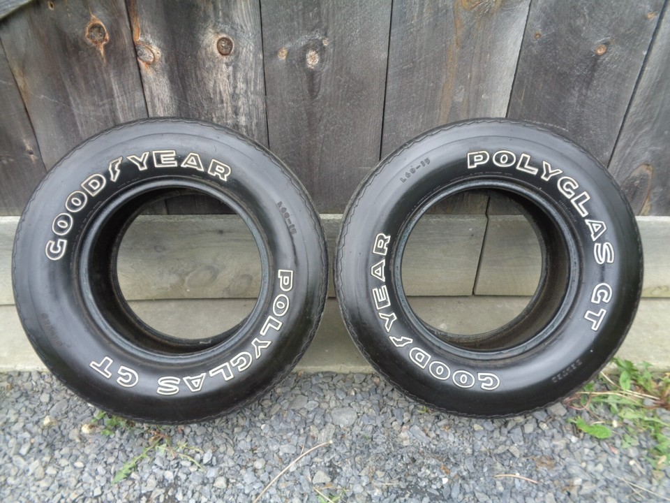 (Lot of 4) NOS Pair GoodYear Polyglas GT Tires G-70-15 & Low Mile Pair ...