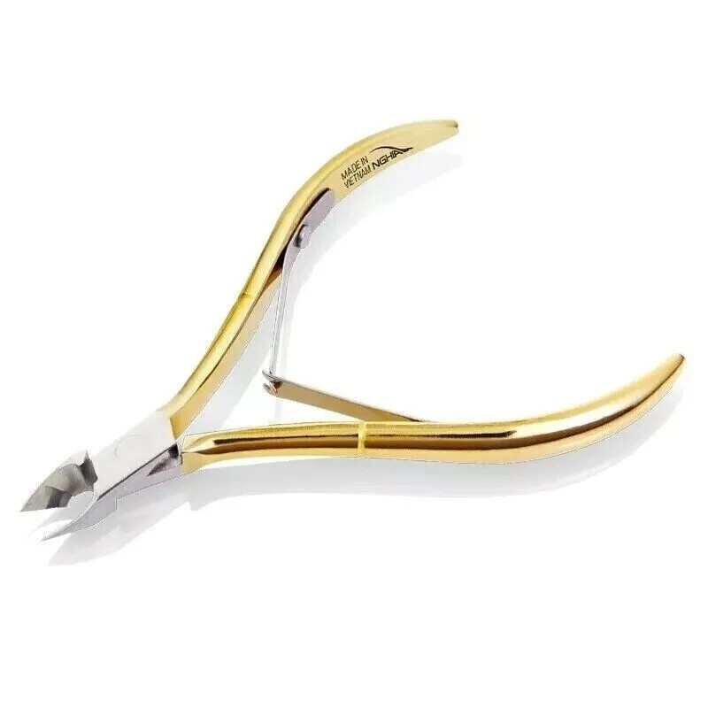 5 PCS Nghia D-501 Carbon Steel Cuticle Nipper, Double Spring Gold NEW ...