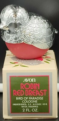 VINTAGE AVON 1974 ROBIN RED BREAST BIRD OF PARADISE EMPTY COLOGNE WITH ...