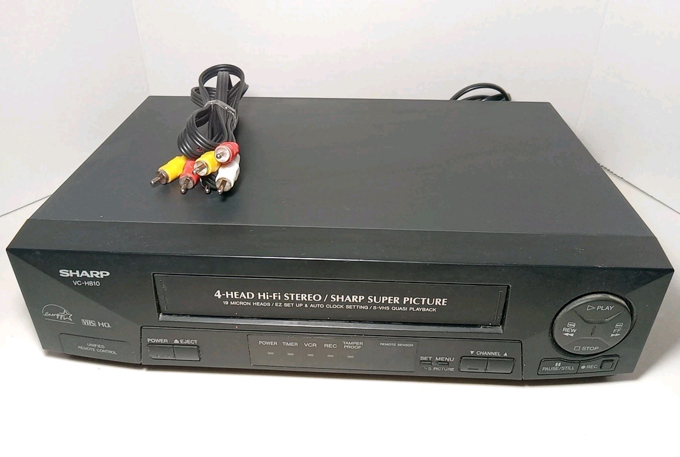 Sharp VC-H810U VHS Recorder VCR Player w/ AV Cable No Remote 4-Head Hi ...
