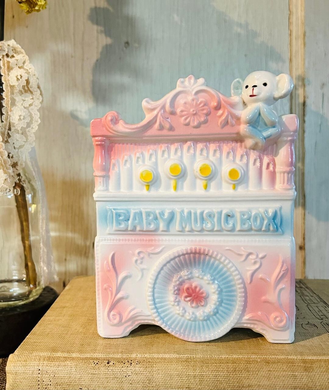 Vintage NAPCOWARE Baby Music Box Planter-Twinkle Twinkle Little Star C ...