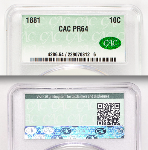 1881 CAC PR64 Mintage 24k + 975 Proof = Lowest 1880-Now 10c COLORS ...