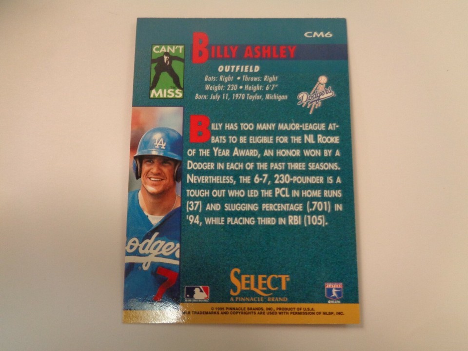 1995 Pinnacle Select Billy Ashley Card #CM6 | eBay