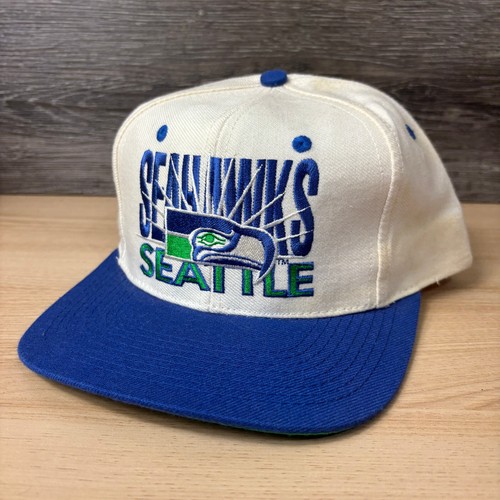 Vintage Seattle Seahawks Hat Cap Snap Back White Blue Burst NFL ...