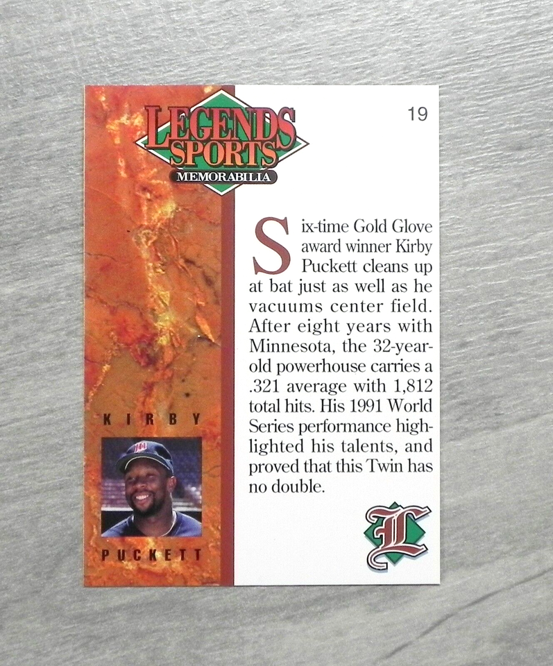 KIRBY PUCKETT 1993 LEGENDS Bronze Card #19 _ Exact card (H) | eBay