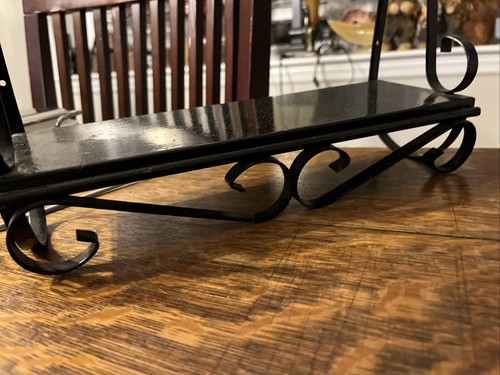 Vintage French Scroll Shabby Chic Black Wrought Iron Metal Wall Shelf ...