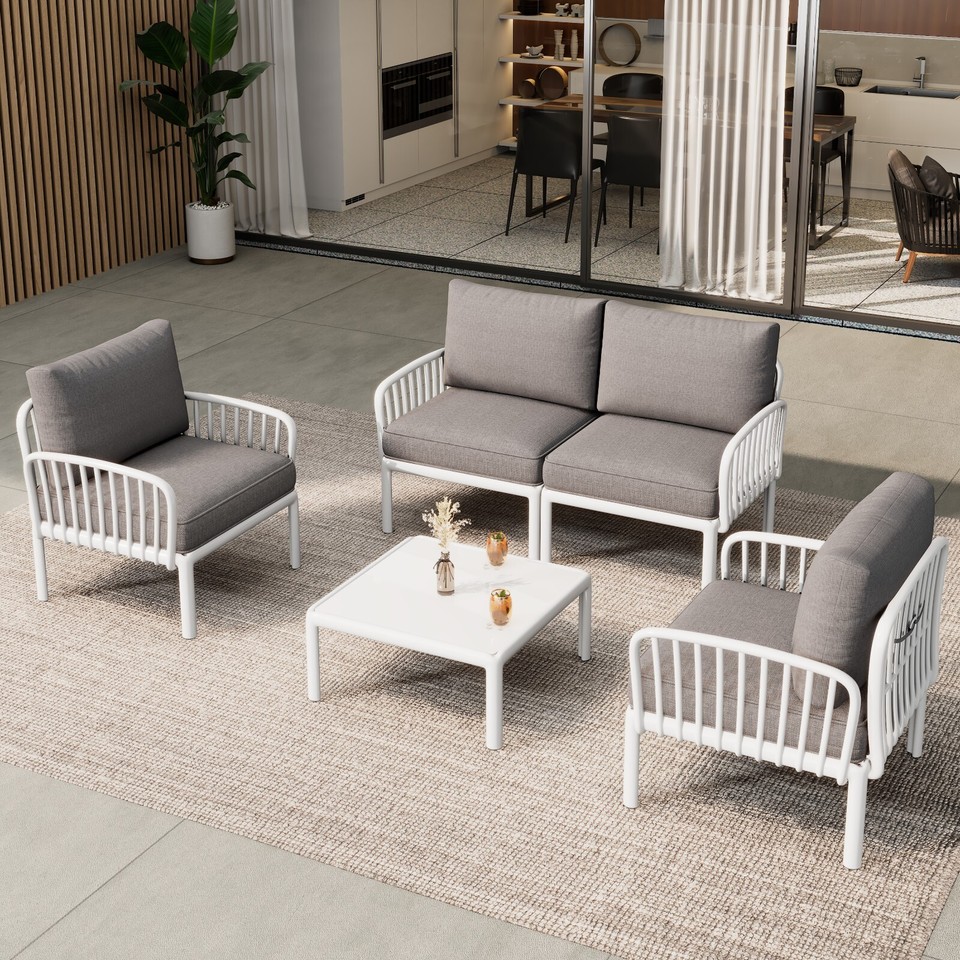 Modular Outdoor Plastic Sofa Set Chat Set - 2x Club Chair & Loveseat ...