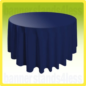 120" NAVY BLUE Round Table Cover Tablecloth Wedding Banquet Event Cloth ...
