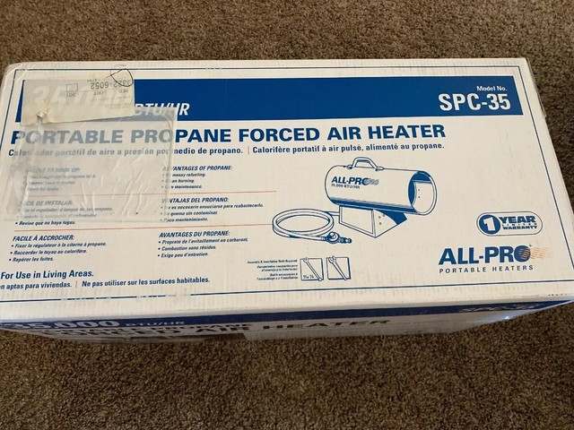 All Pro 35 000 Btu/hr Portable Propane Forced Air Heater Model Spc-35 ...