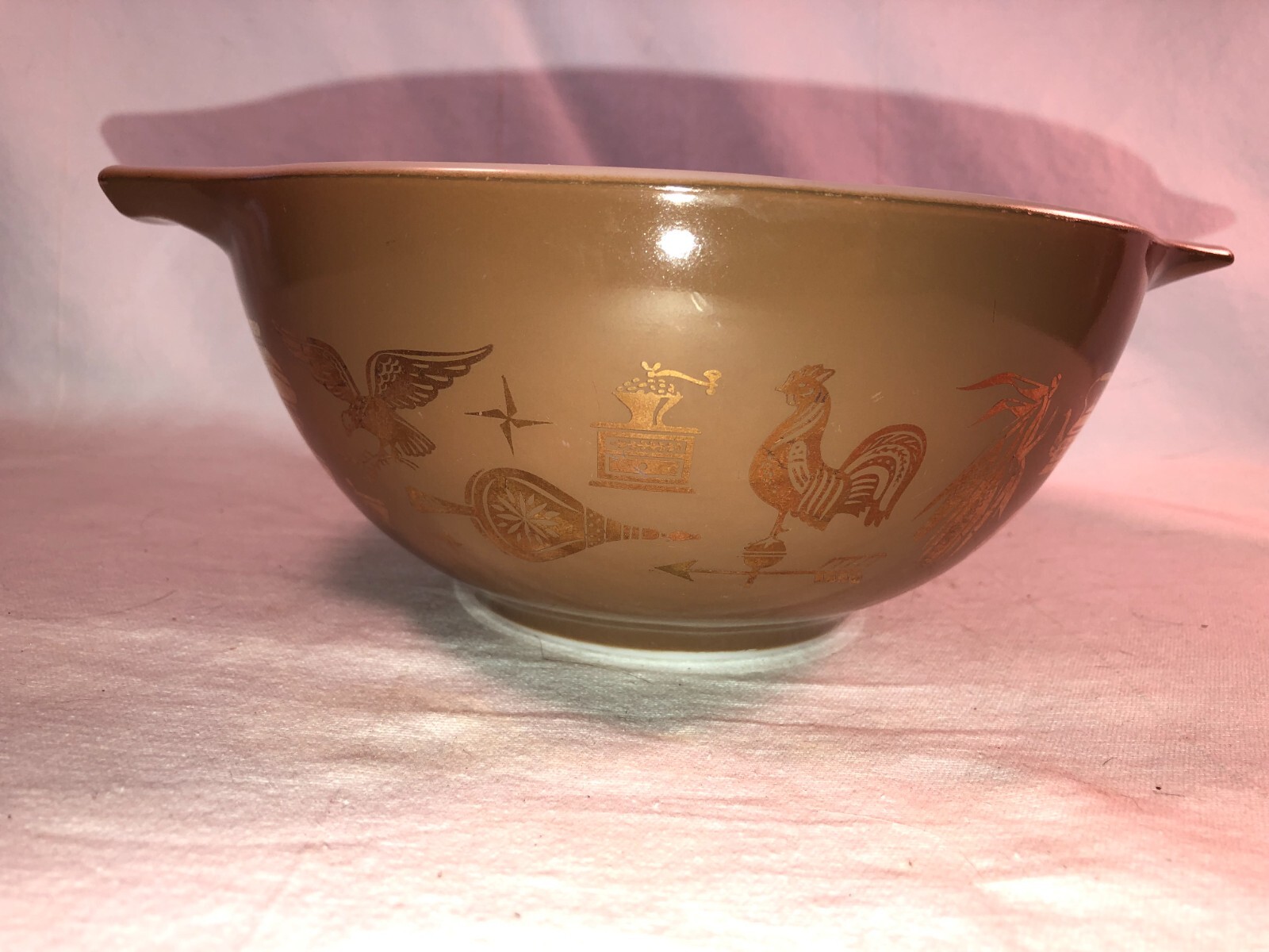 Pyrex 442 1-1 /2 Mixing Bowl Brown Heritage Eagle Early American ...