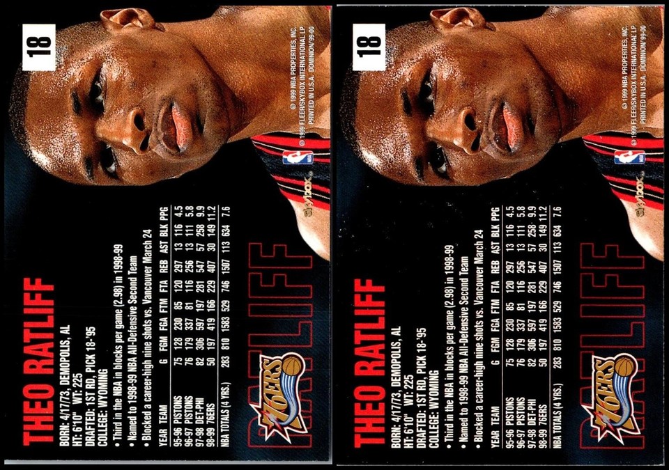 SkyBox Dominion Theo Ratliff (2) Card Lot - RARE TREASURE | eBay