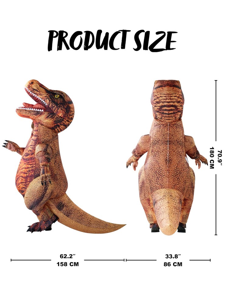 Halloween Inflatable Dinosaur Costume Kids, Full Body Realistic T-rex ...