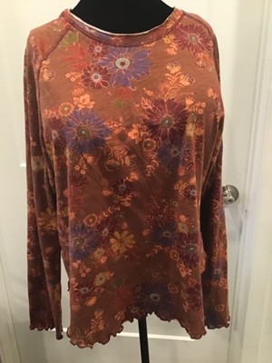 womens natural life brand top beautiful flowers & lovely trim lettuce ...