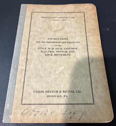 1929 Union Switch & Signal Switch Co. Instruction Pamphlet U 5027 28 ...