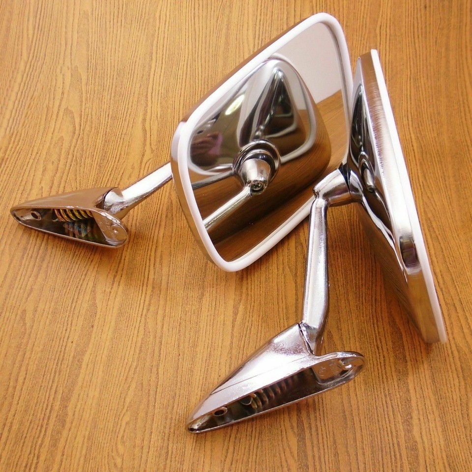 Chevy Ford Hot Rod Custom Chrome 5.9"x3.9" Swan Neck Side View Mirrors ...