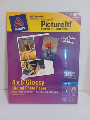 Avery 4x6 Glossy Digital Photo Paper 12 Sheets 36 Prints Software ...