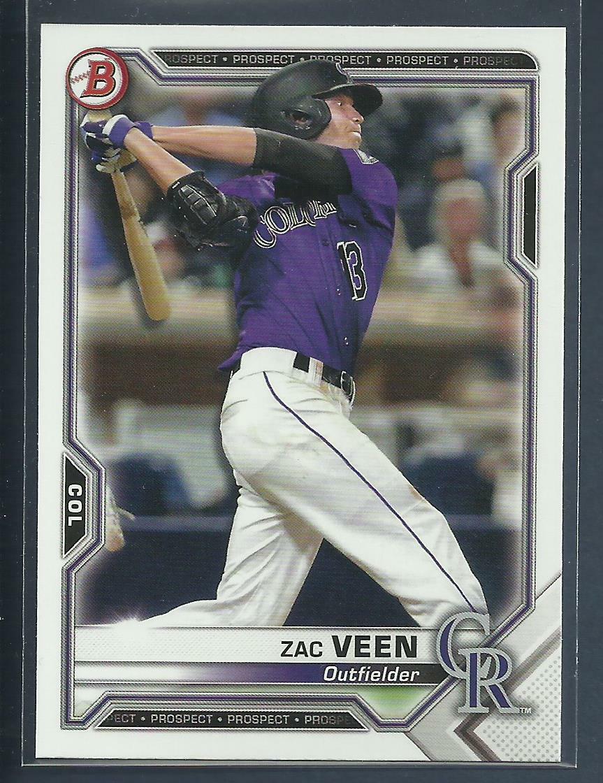 Zac Veen RC 2021 Bowman Prospects Rookie Card # BP-3 Colorado Rockies ...