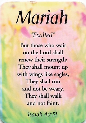 Mariah "Exalted" Keepsake Name Meaning Card with Verse | eBay