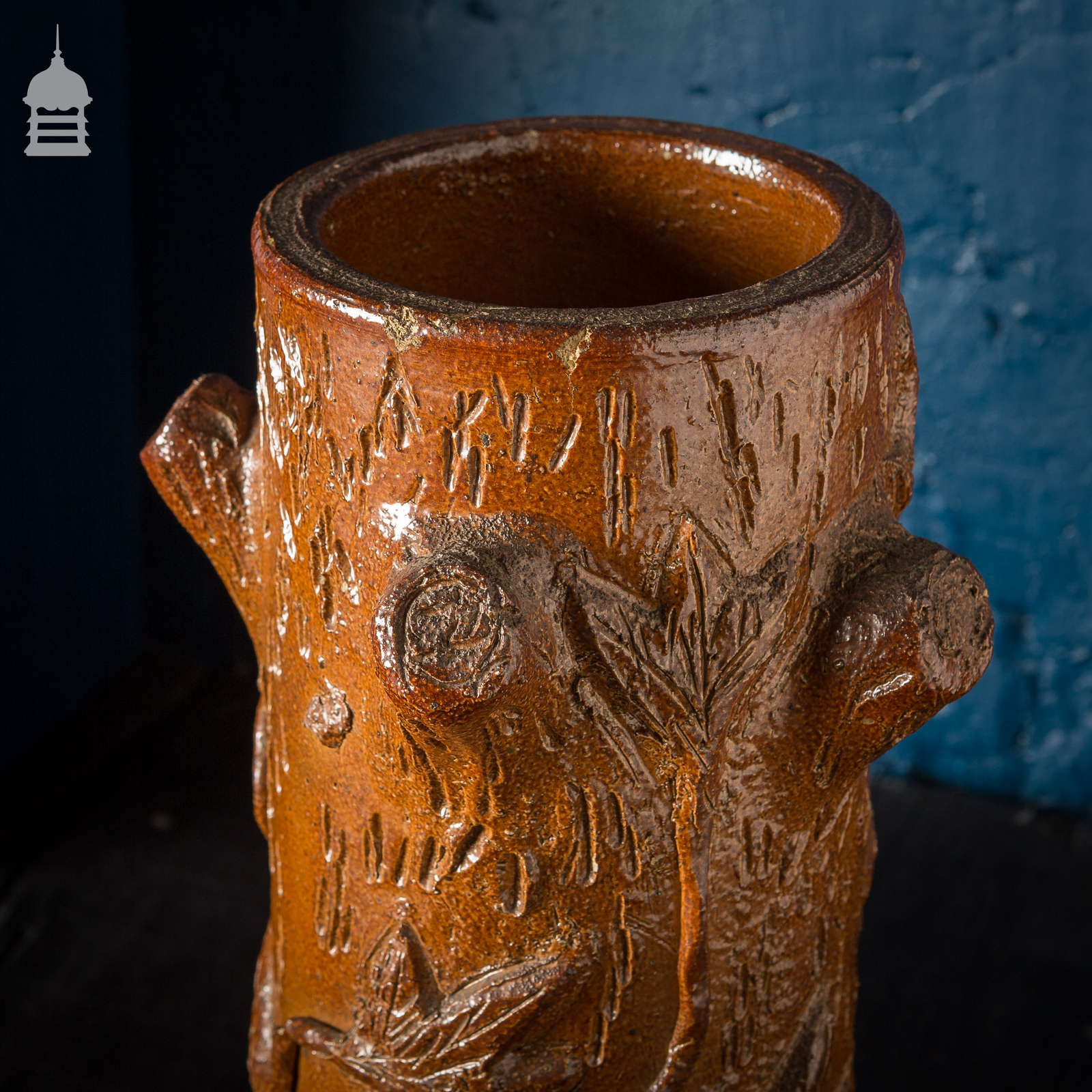 19th C Salt Glaze Grottoware Tree Stump Vase | eBay UK