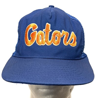 VTG Florida Gators Blue Orange trucker NCAA Hat Cursive Script Meshback ...