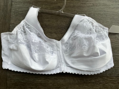 GLAMORISE White Wire Free Comfort Lift Rose Lace Support Bra, Size 46C ...