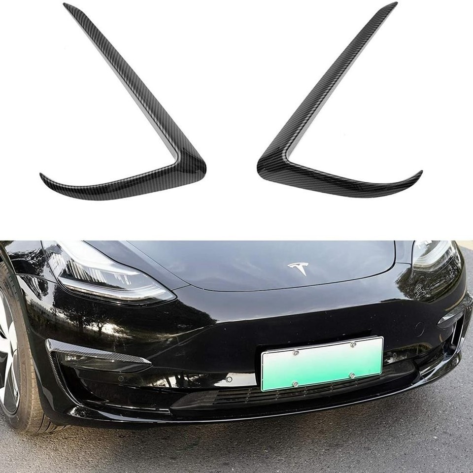Tesla Model 3 Front Fog Light Trim Cover Fog Lamp Frame Blade Eyebrow ...