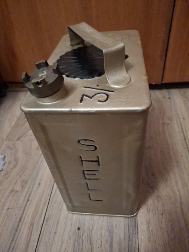 Vintage Shell Aviation Spirit Petrol Can, Original Brass Shell Mex Lid ...