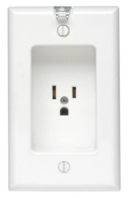 Leviton 688-W 15 Amp, 125 Volt, 1 Gang Recessed Single Receptacle ...