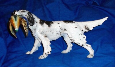 RONZAN SIGNED ENGLISH SETTER WITH DUCK HIGH GLOSS REALISTIC STATUE DOG ...