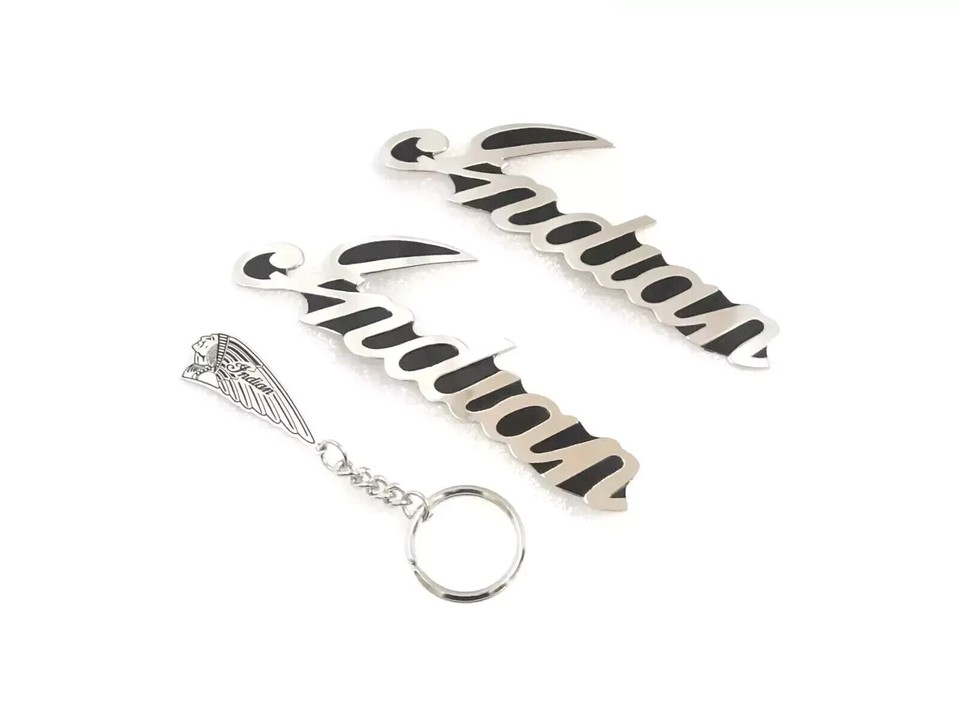 BADGES EMBLEMS FOR INDIAN MOTORCYCLE PETROL/FUEL TANK BLACK (PAIR ...