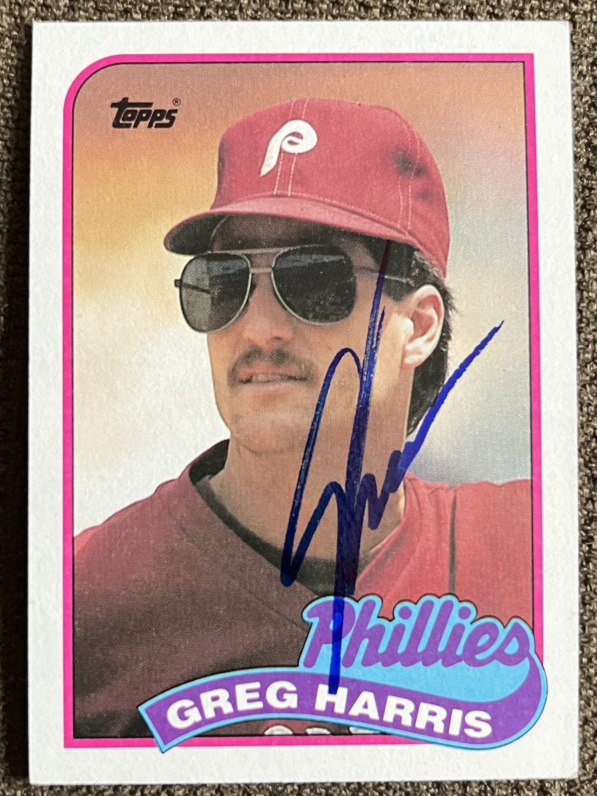 1989 Topps - #627 Greg Harris Auto Autograph Philadelphia Phillies MLB ...